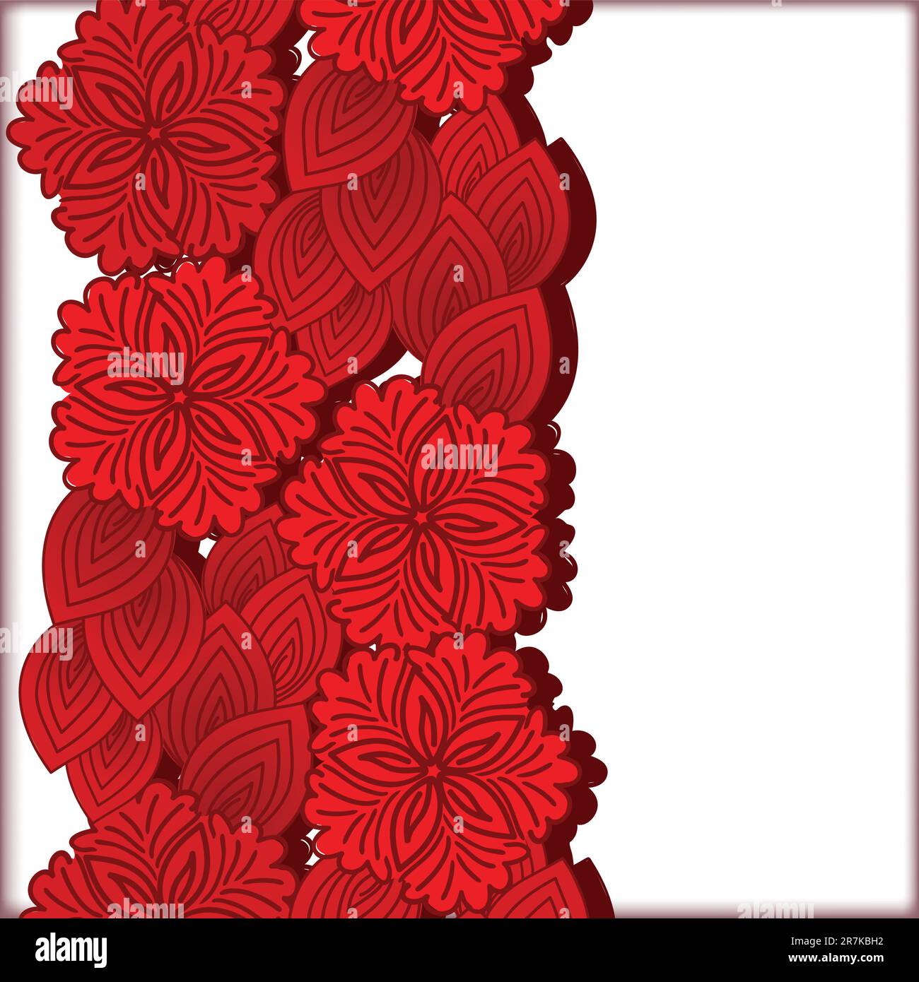 beautiful vertical pattern of red flowers on a white background Stock ...