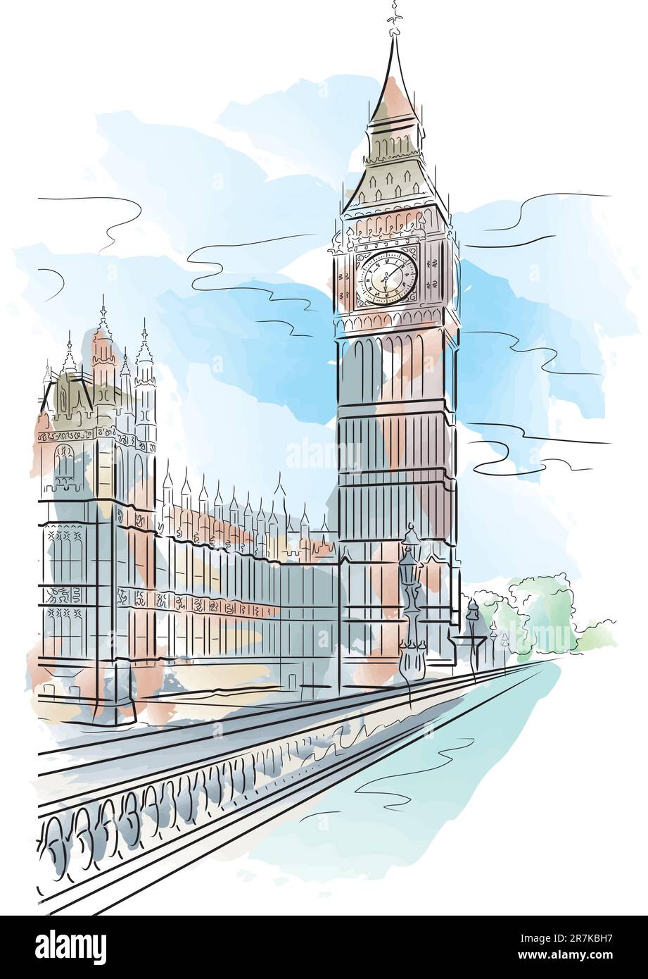 Drawing big building art black Stock Vector Images - Alamy