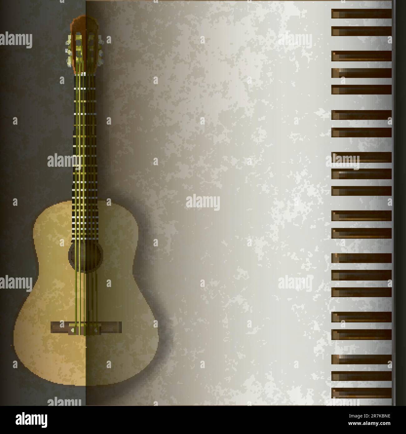 music grunge background acoustic guitar and piano Stock Vector Image ...