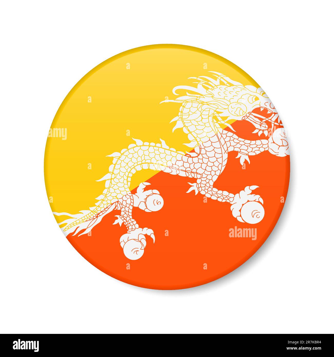 Bhutan circle button icon. Bhutanese round badge flag with shadow. 3D ...