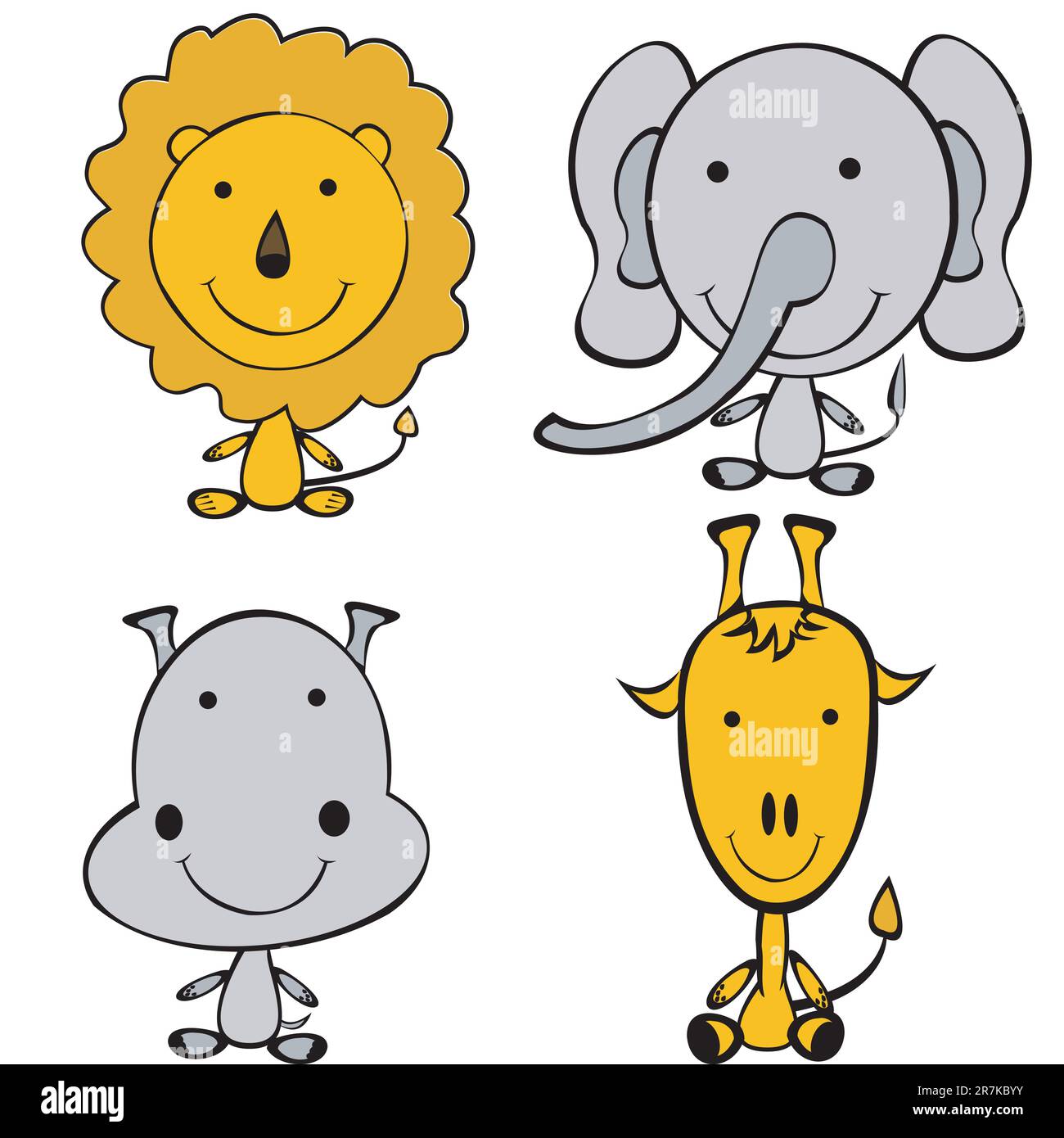 Stylized doodle jungle animals Stock Vector Image & Art - Alamy