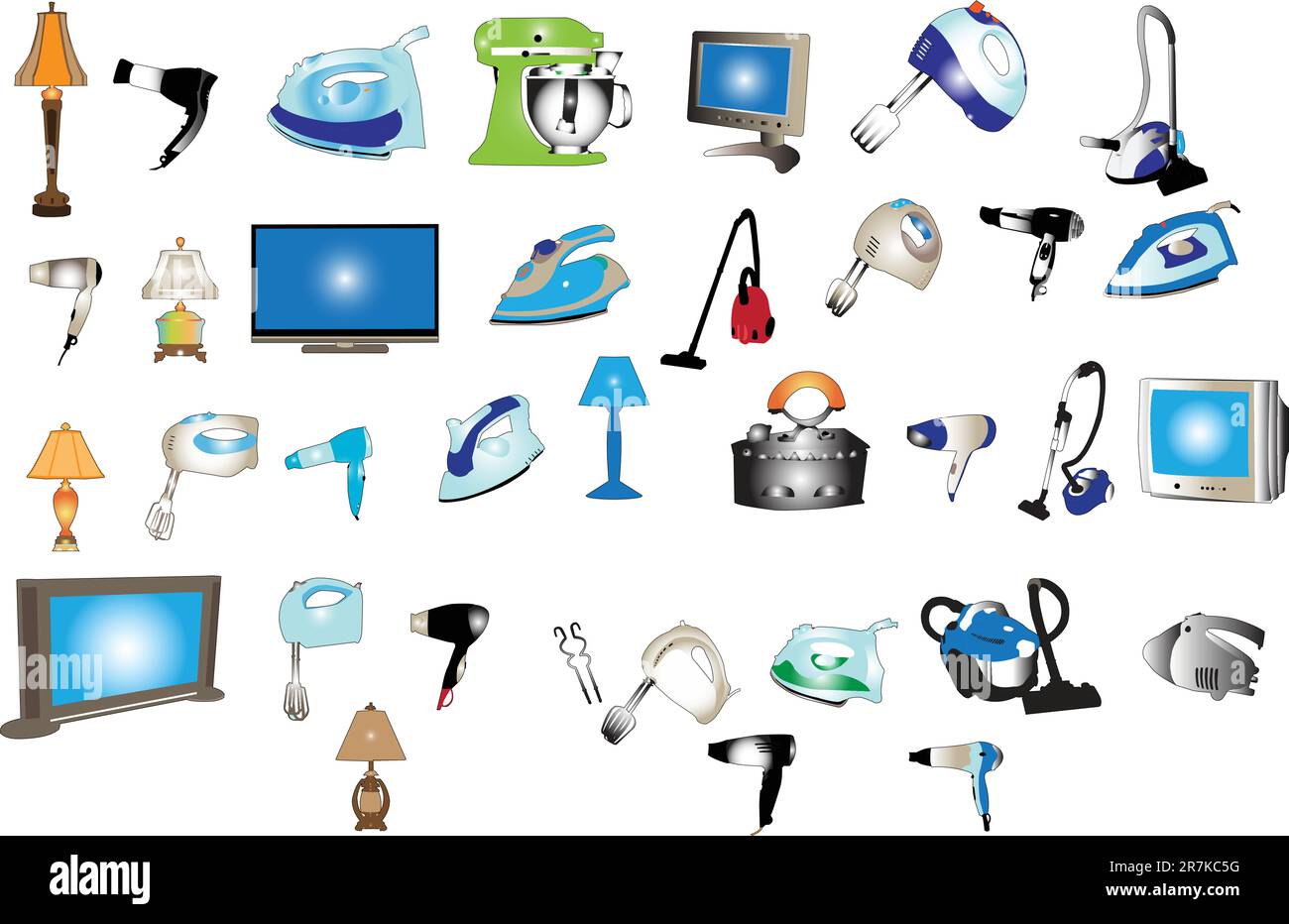household electric appliances collection - vector Stock Vector Image ...