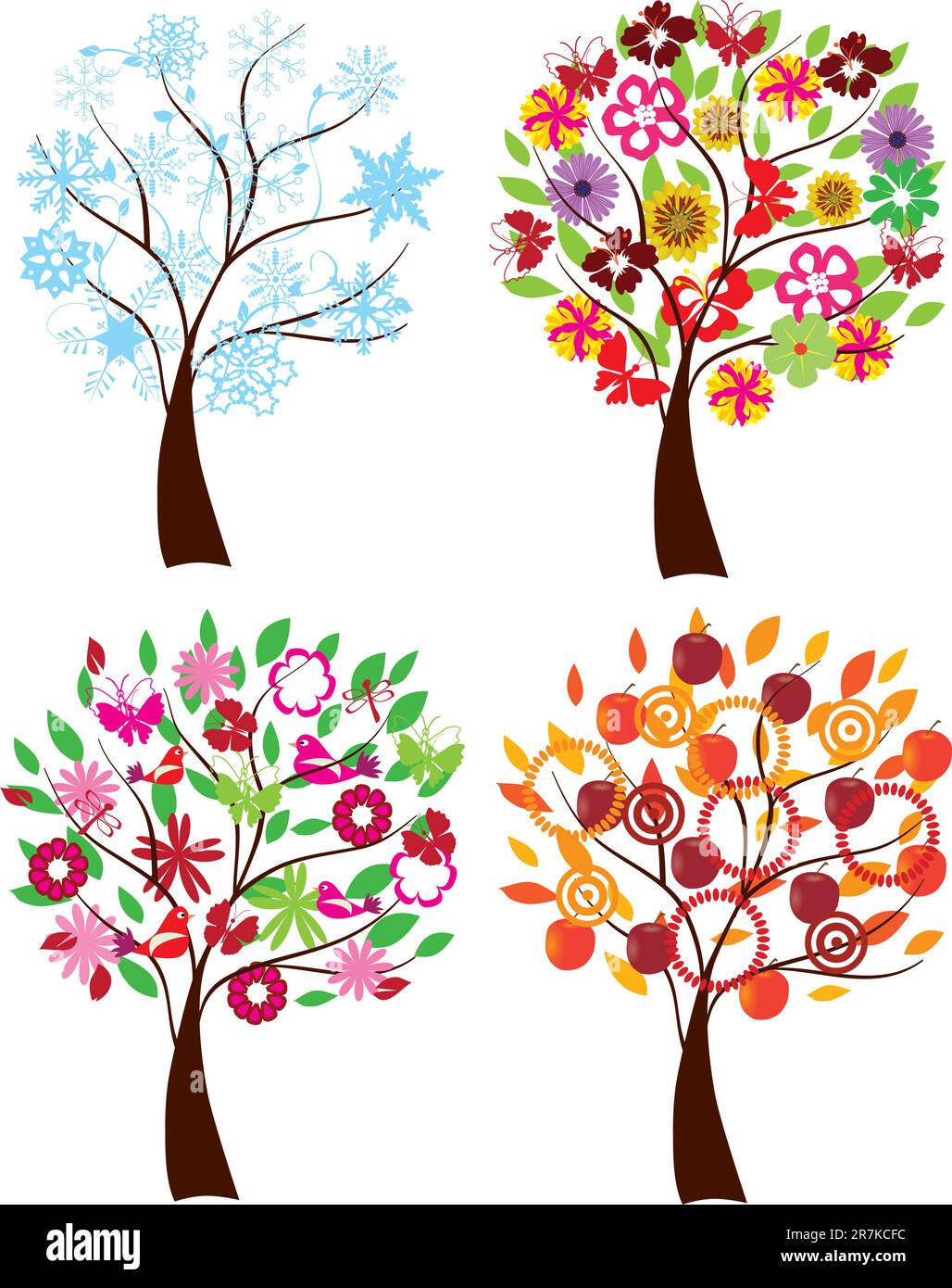 Vector illustration of season trees Stock Vector Image & Art - Alamy