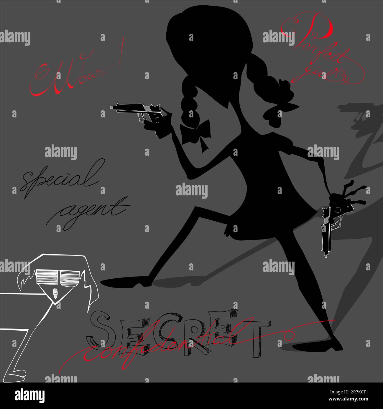 Young woman silhouette with pistol Stock Vector Image & Art - Alamy