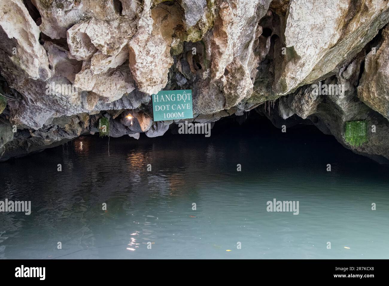 Entrance view of one of the caves on Red River Delta in landscape of ...