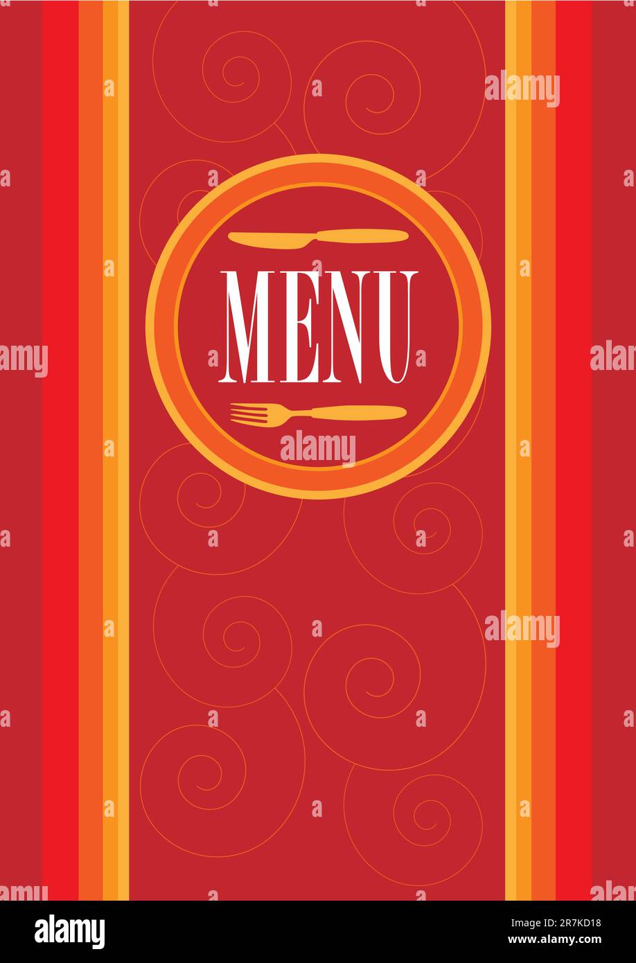Menu Card Design - Menu Sign and Cutlery Icon on Retro Background Stock ...