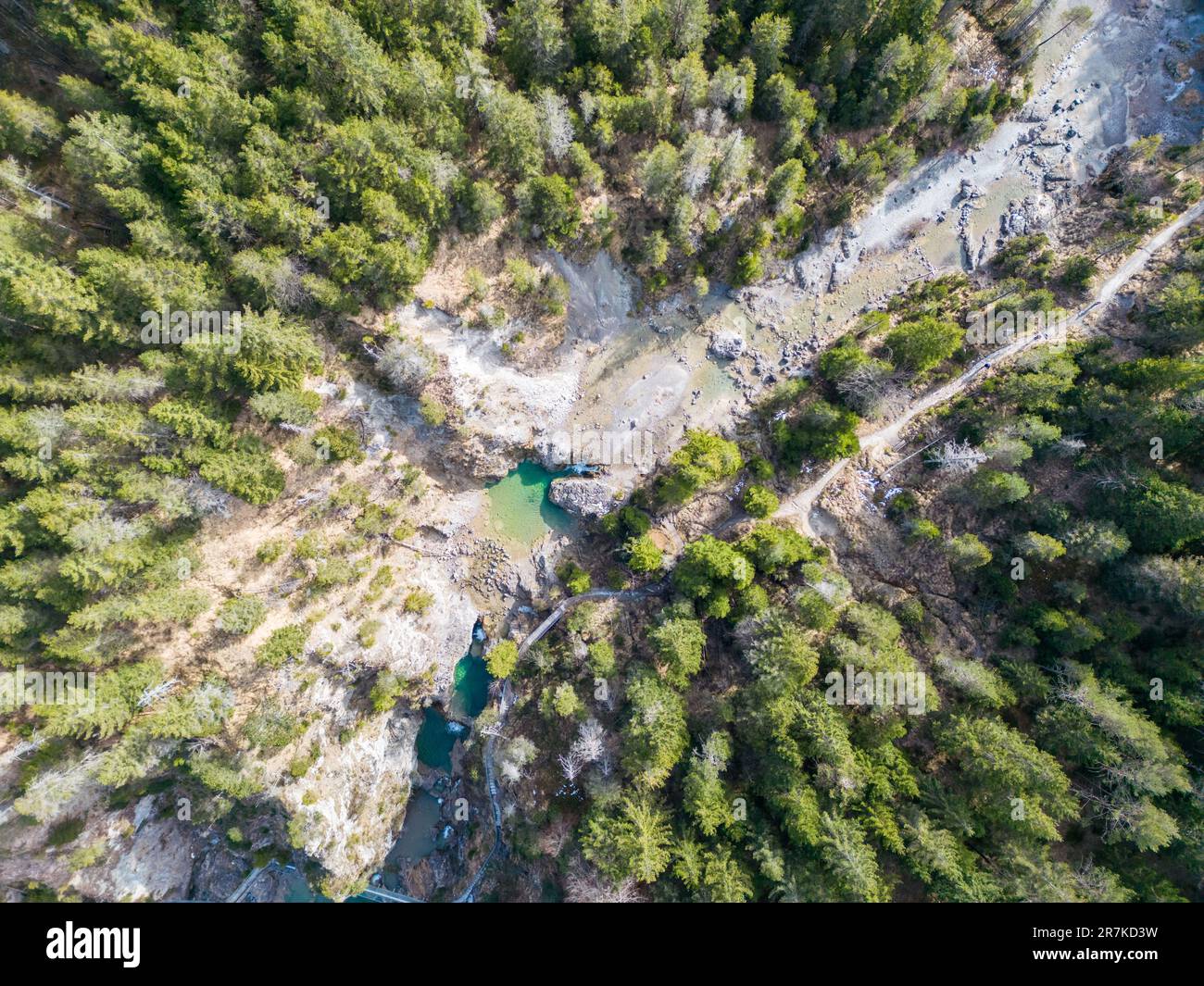An aerial view of the natural rocky scenery surrounding the majestic ...