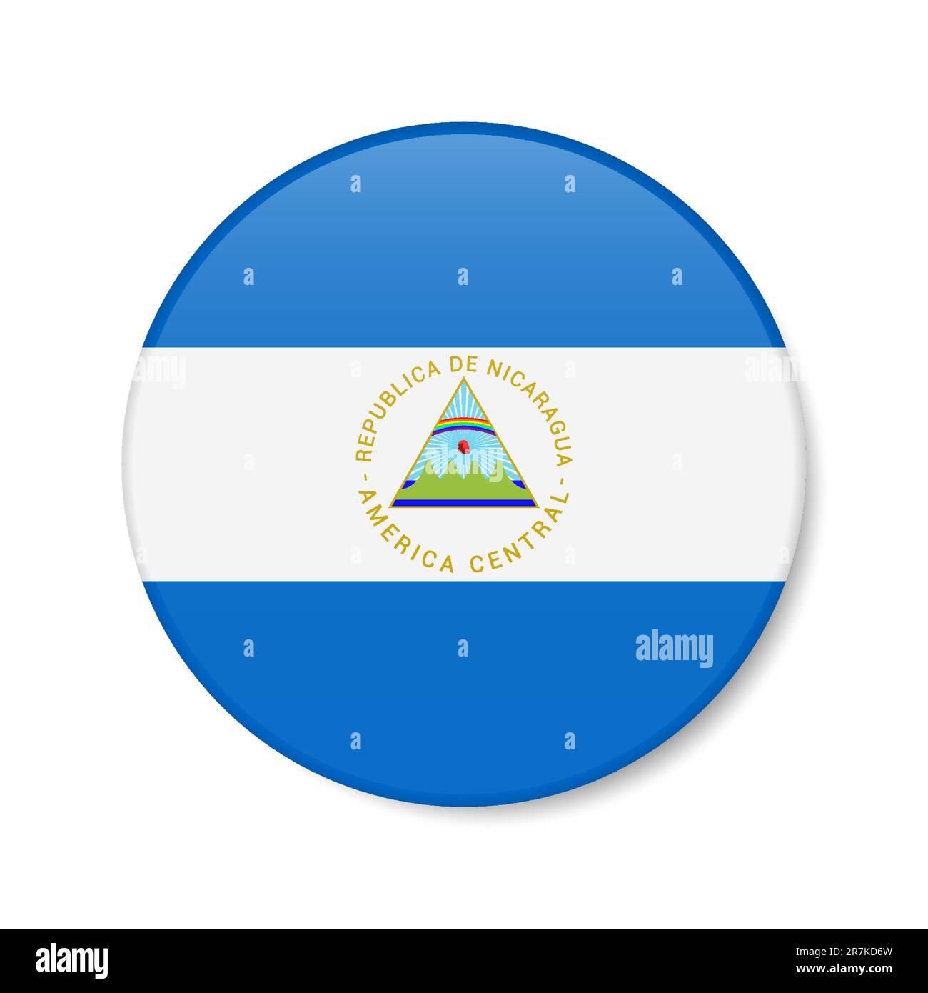 Nicaragua circle button icon. Nicaraguan round badge flag with shadow. 3D realistic vector ...