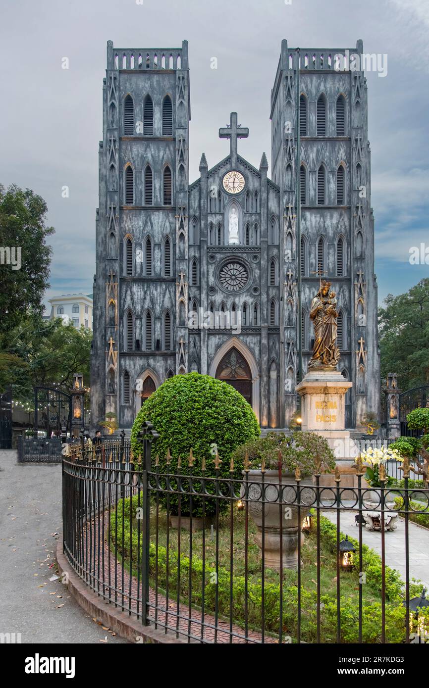 Hanoi, Vietnam-April 2023; Low angle view of the 19th-century Gothic ...