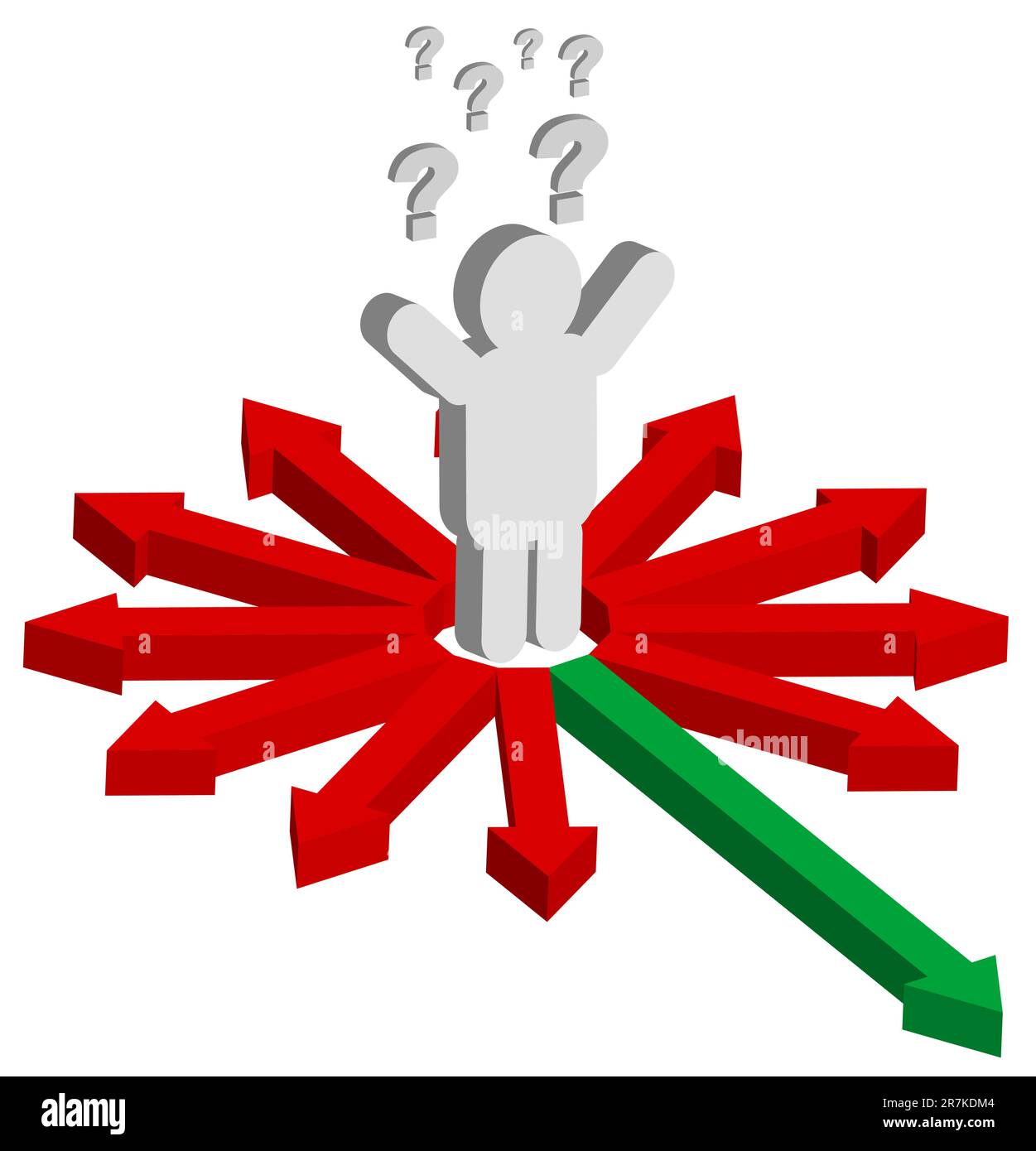 Man, Question Mark and Red and Green Arrows - Finding Right Way Stock ... Man, Question Mark and Red and Green Arrows - Finding Right Way Stock ...