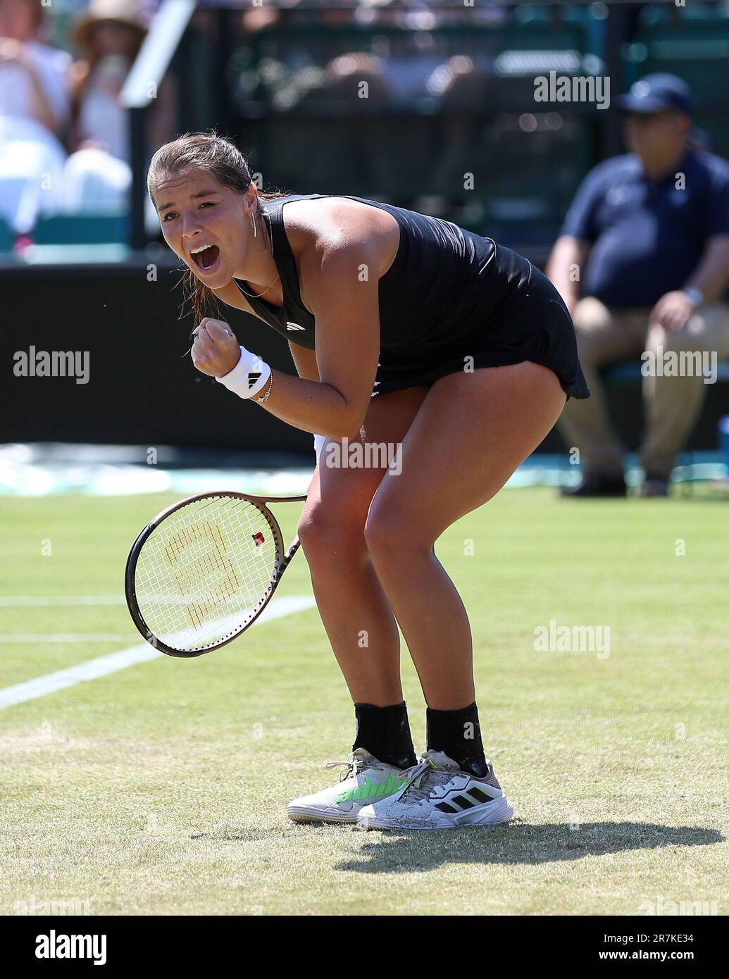 Jodie Burrage celebrates victory following her quarter finals match ...