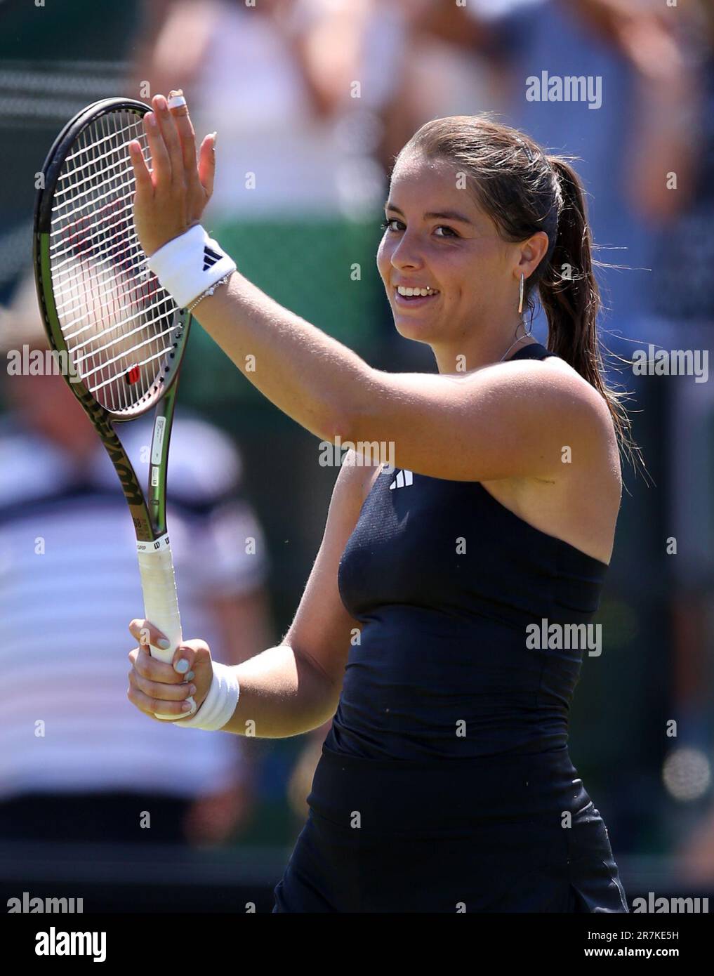 Jodie Burrage celebrates victory following her quarter finals match ...