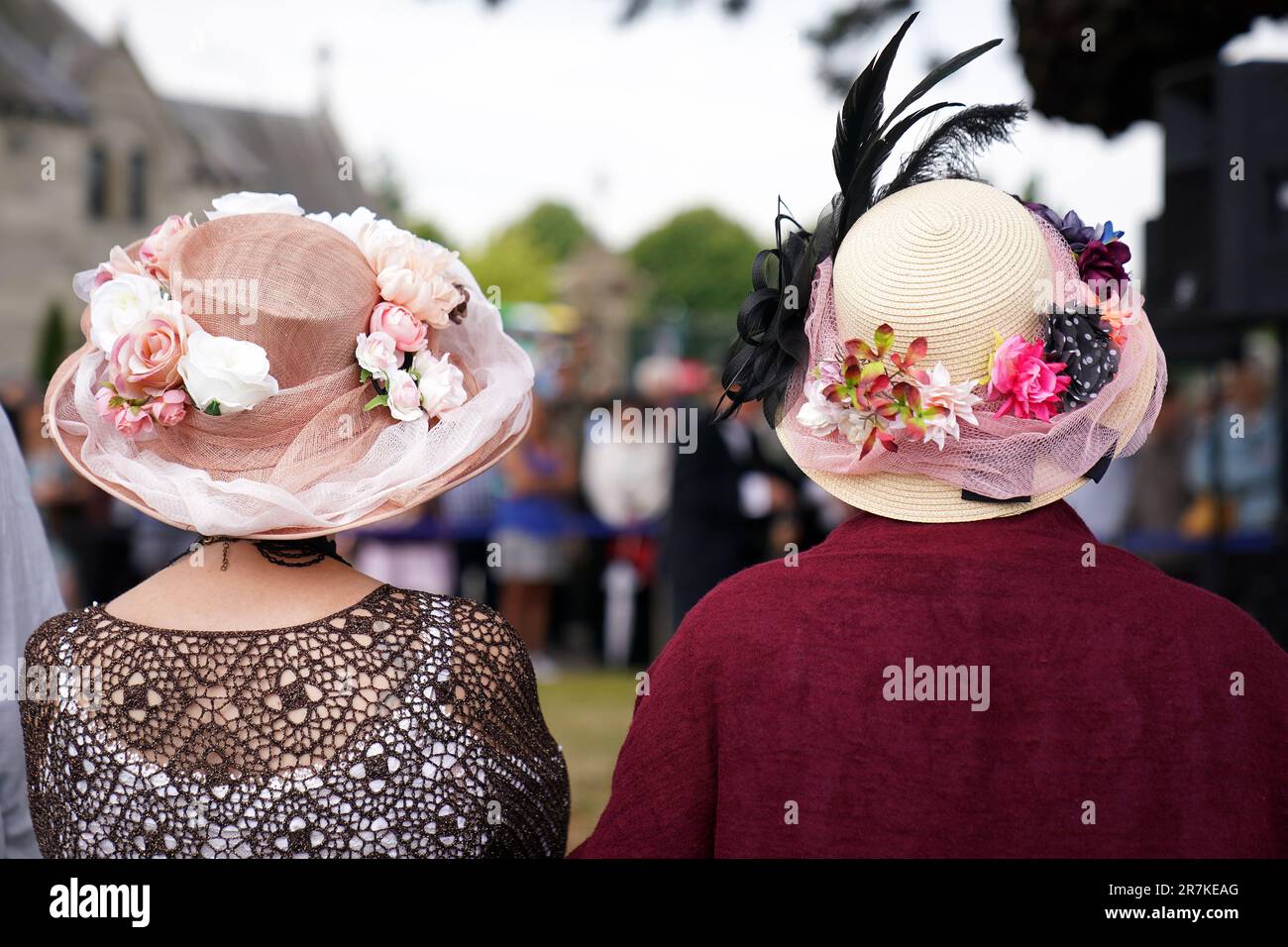 Members of the public look on during the 'Joycestagers' reenactment ...