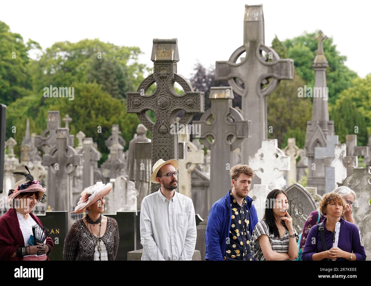 Members of the public look on during the 'Joycestagers' reenactment ...