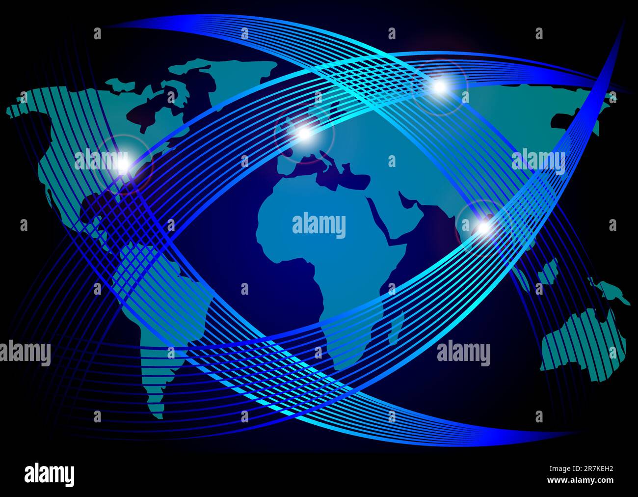 Abstract Background - Optical Fibers Over Map of World Stock Vector ...