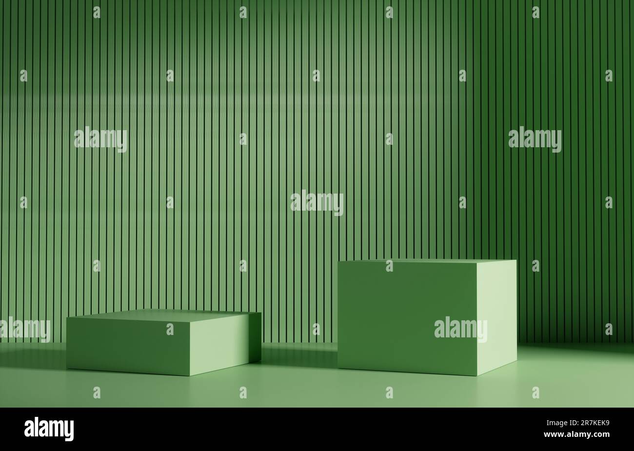 Product Podium - Two Green Square Podiums, Dramatic Green Background ...
