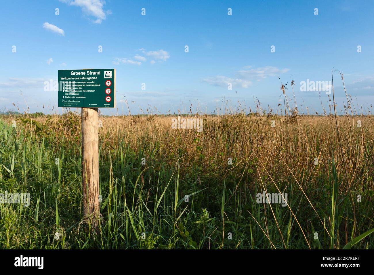 Sign of Zuid-Hollands Landschap at Groene Strand in spring Stock Photo ...