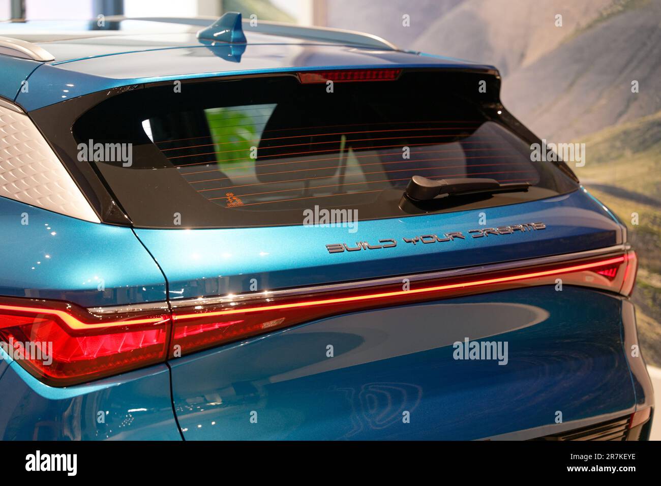 Stuttgart, Germany. 16th June, 2023. An Atto 3 of the BYD brand stands ...