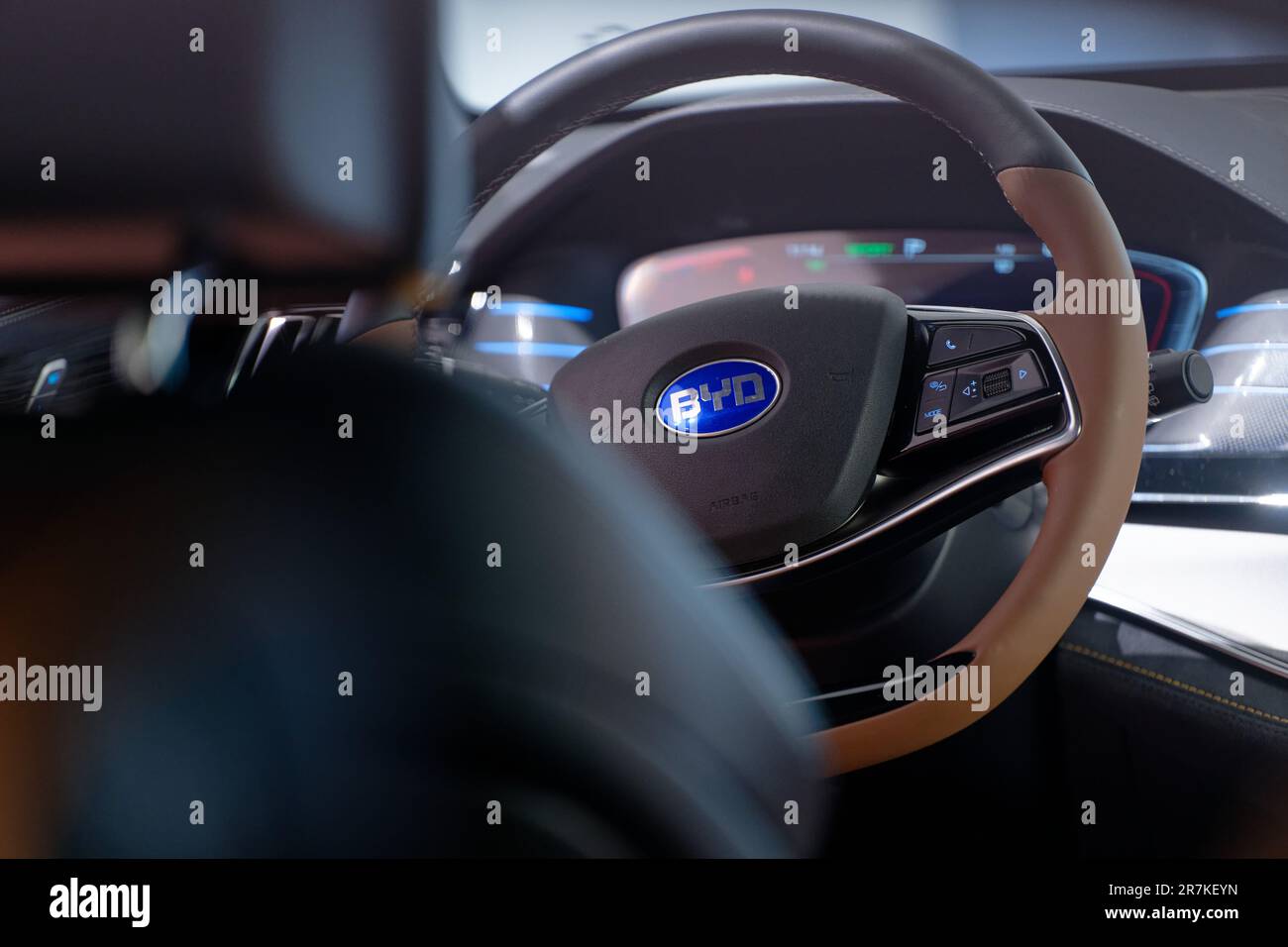 Stuttgart, Germany. 16th June, 2023. View into the cockpit of a BYD ...
