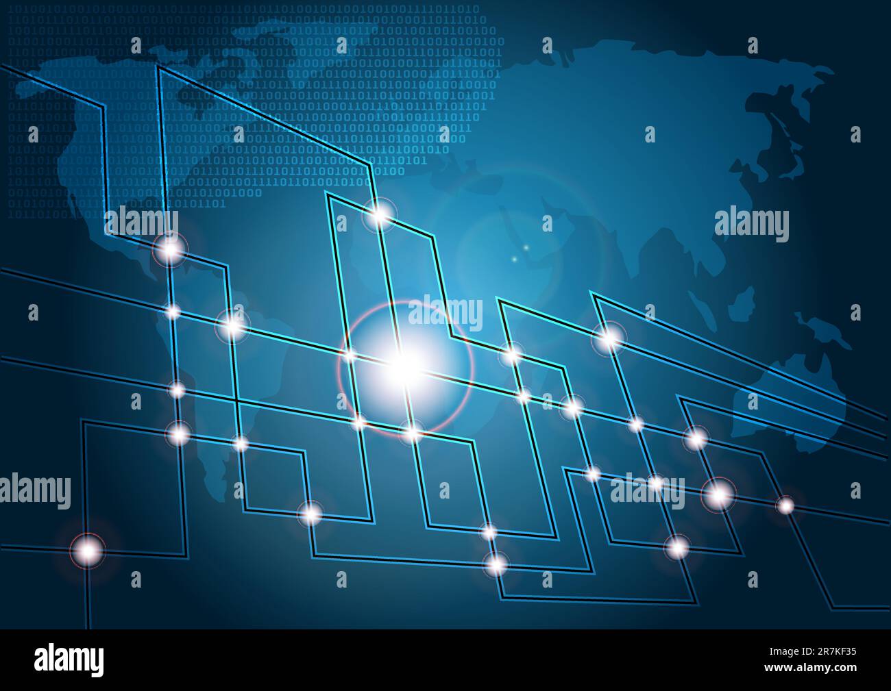 Abstract blue world map binary Stock Vector Images - Alamy