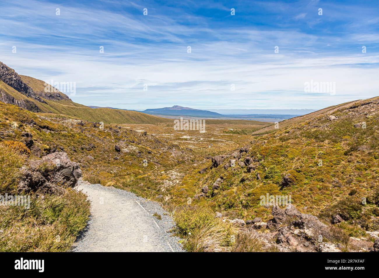 Picture of hiking trail in Tongariro National Park on northern island ...