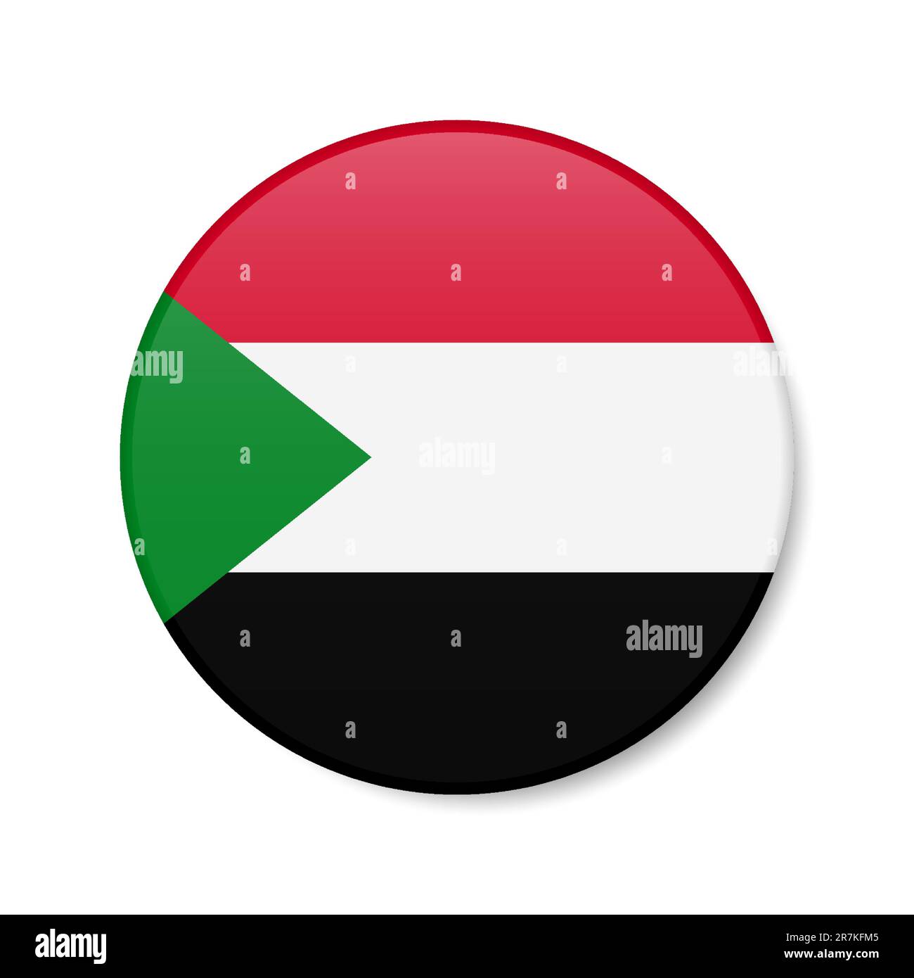 Sudan circle button icon. Sudanese round badge flag with shadow. 3D ...