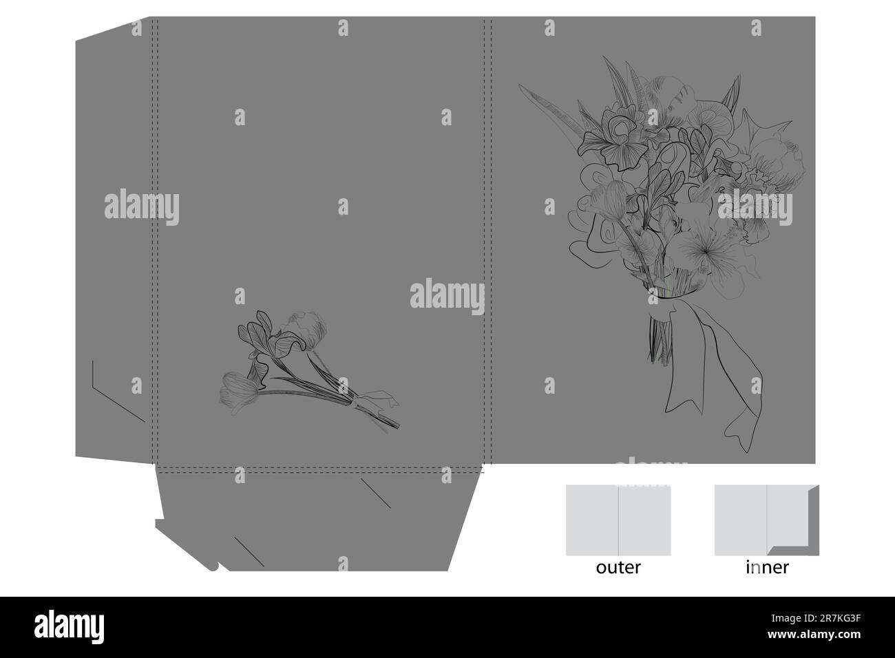 Decorative folder with hand drawn flowers Stock Vector Image & Art - Alamy