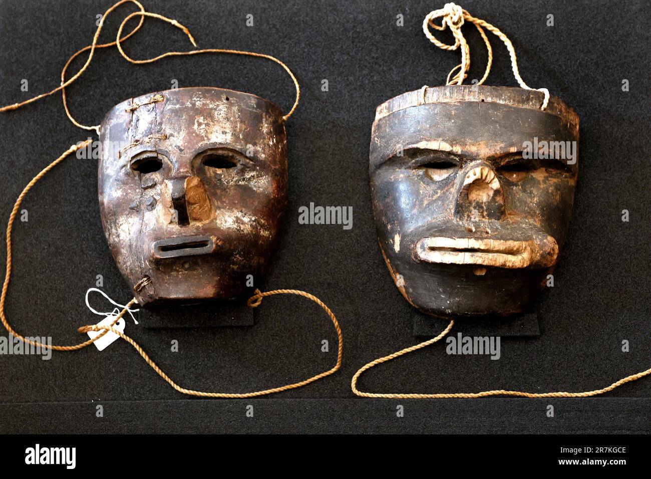 Berlin, Germany. 16th June, 2023. Two masks of the indigenous Kogi ...