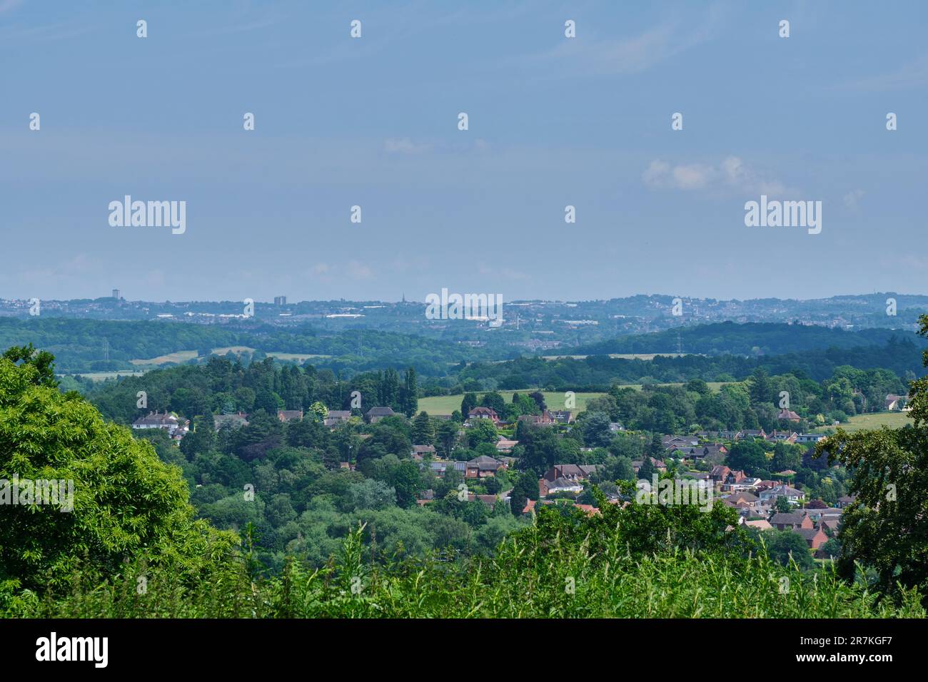 View from Kinver Edge towards Dudley Castle and the Black Country ...
