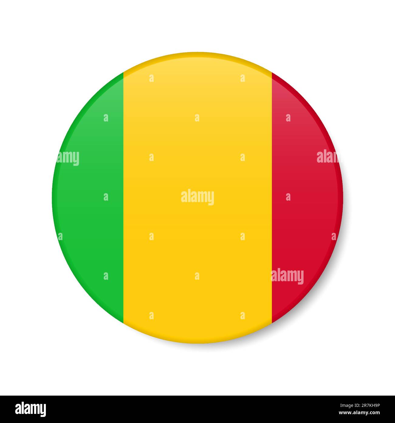Mali circle button icon. Malian round badge flag with shadow. 3D realistic vector illustration ...