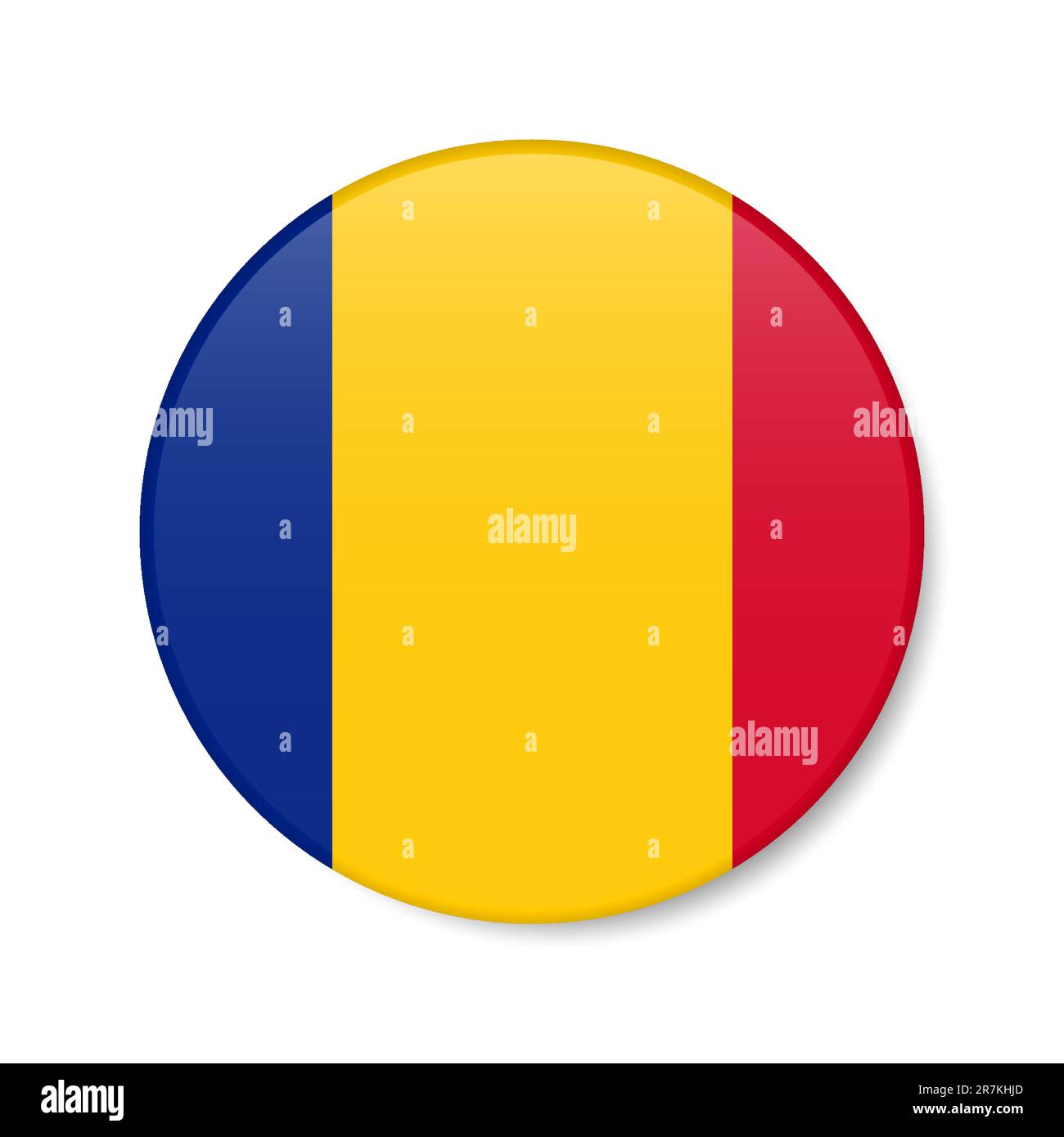 Chad circle button icon. Chadian round badge flag with shadow. 3D ...