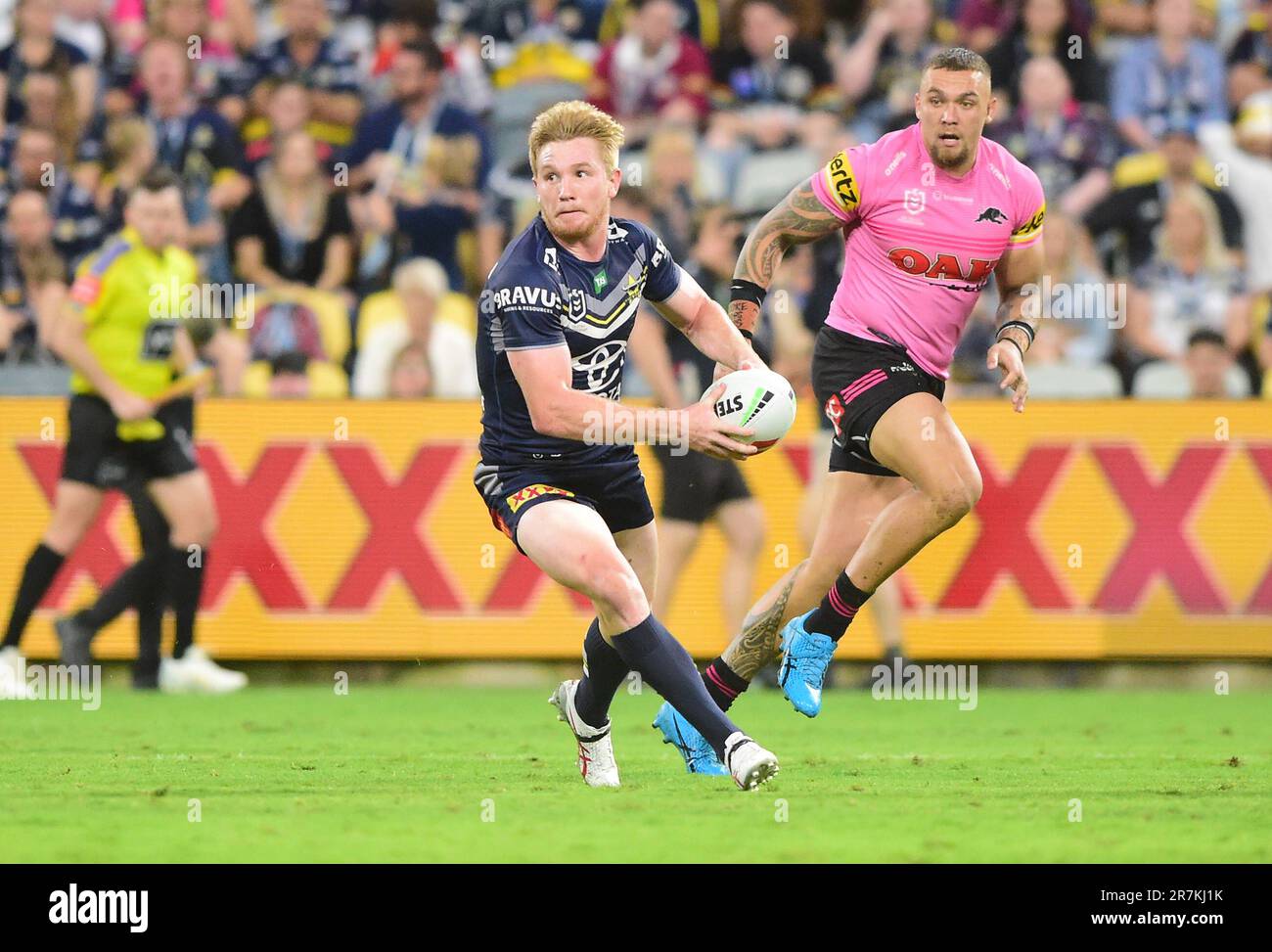 Townsville, Australia. 16th June, 2023. Tom Dearden of the Cowboys ...
