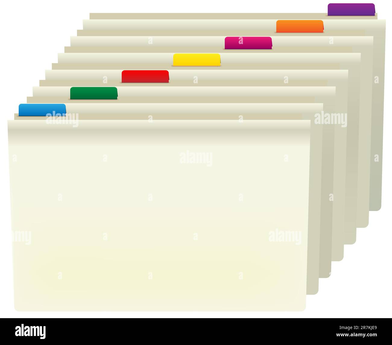 Manila Folders With Color Labels Isolated on White Stock Vector Image ...