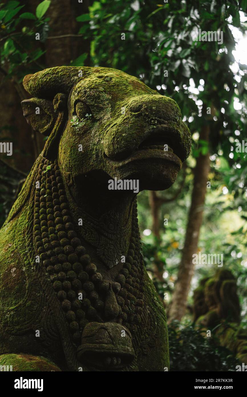 A mossy sculpture in Ubud Monkey Forest, Bali Stock Photo - Alamy