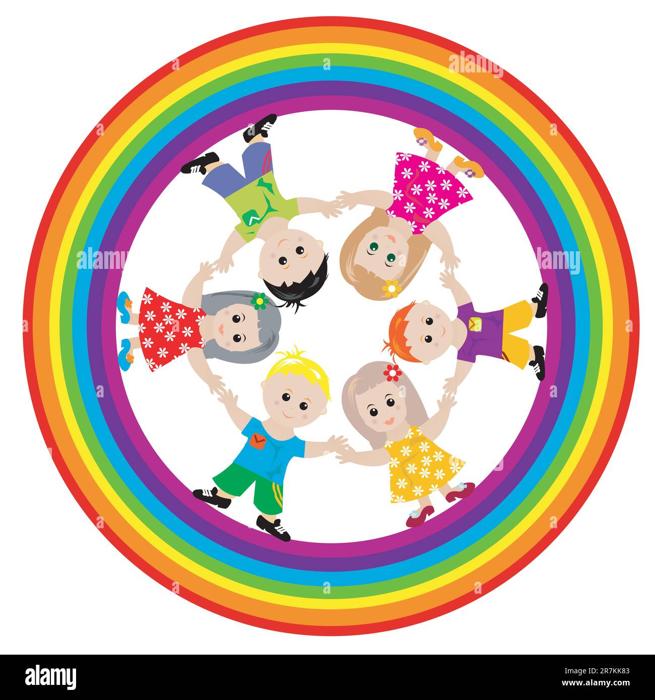 Children on rainbow Stock Vector Image & Art - Alamy