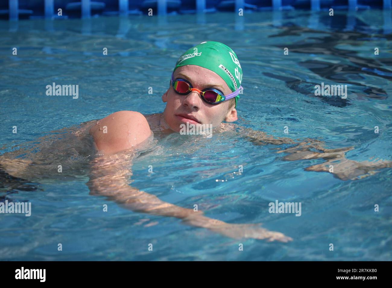 Leon Marchand and Bob Bowman during the French Elite Swimming ...