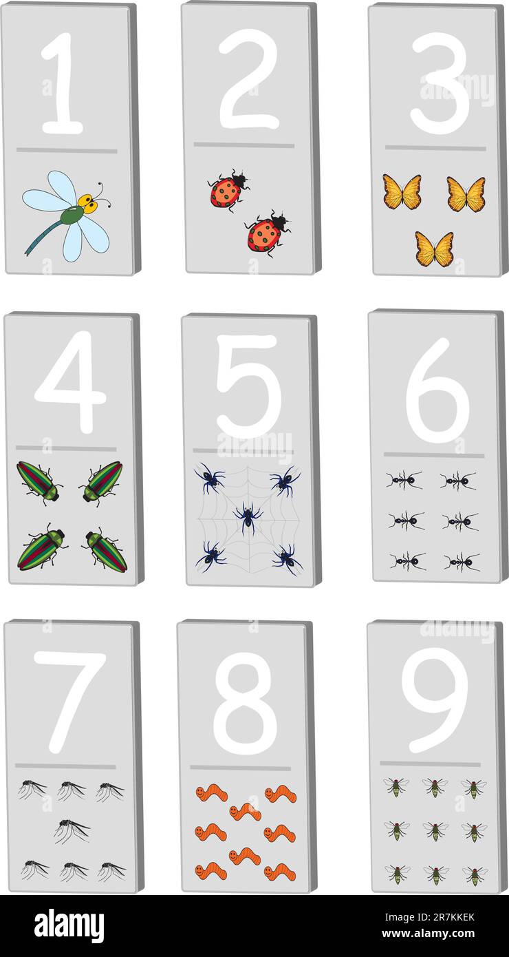 Vector image of children's play dominoes with insects Stock Vector ...