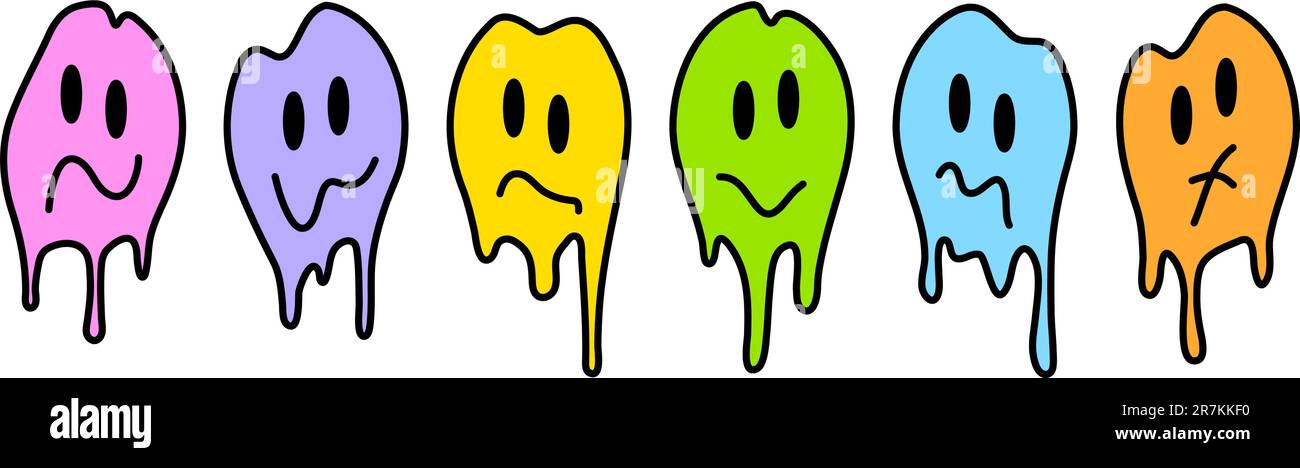 Psychedelic smile set cartoon Cut Out Stock Images & Pictures - Alamy