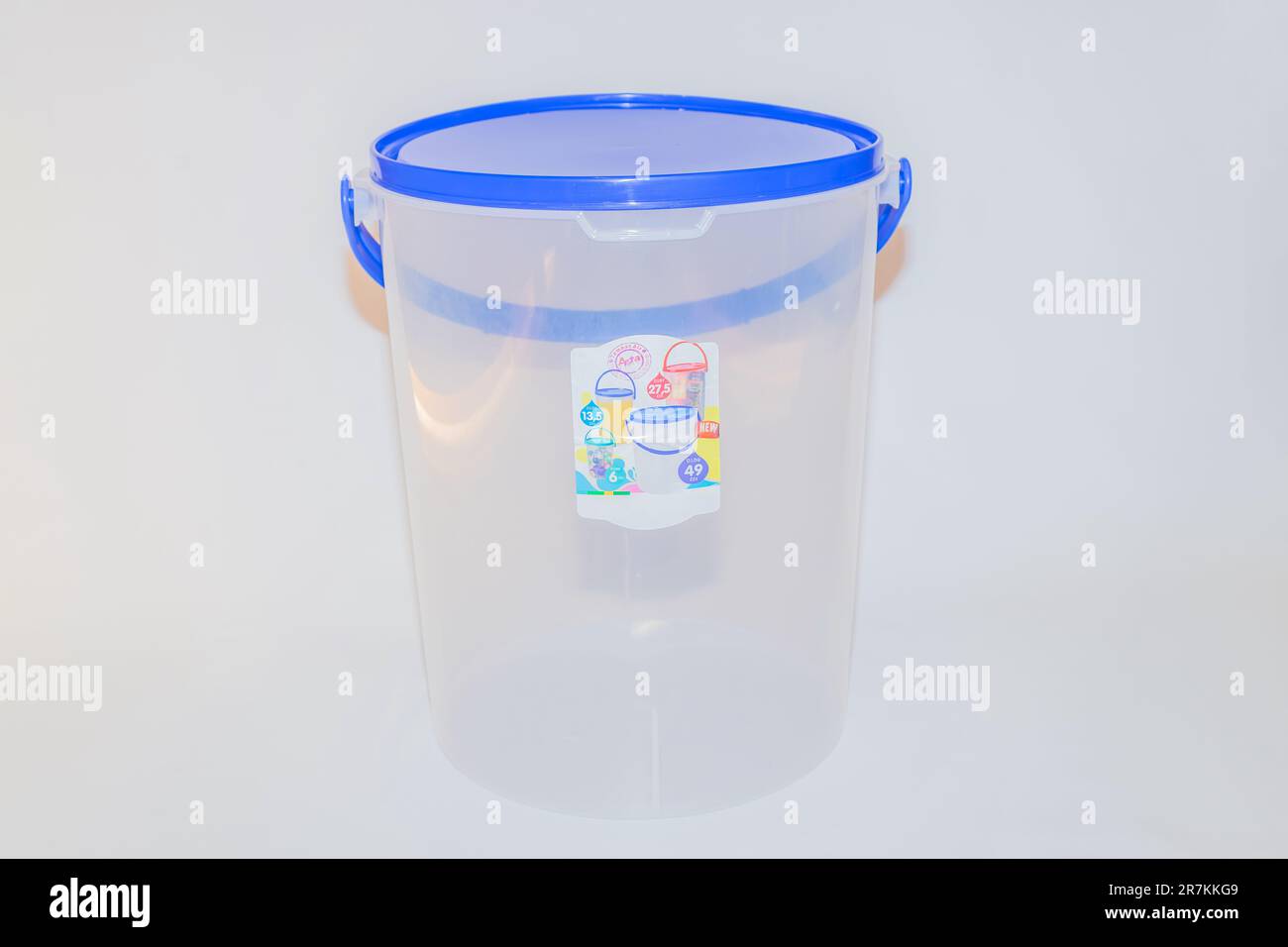 The Versatile Blue Plastic Cylinder Container with Lid is a practical ...