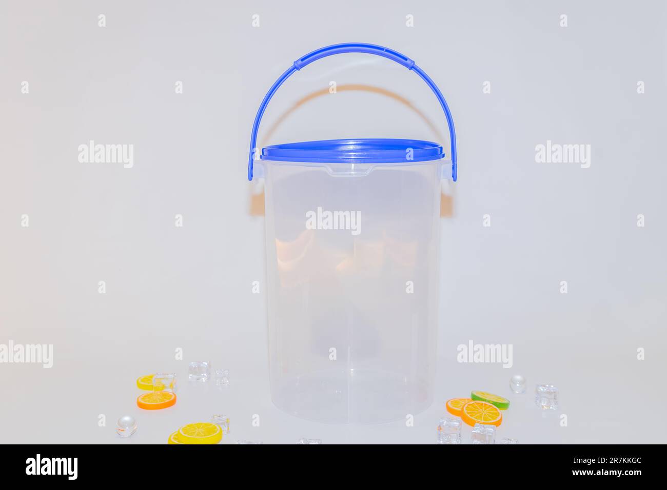 The Versatile Blue Plastic Cylinder Container with Lid is a practical ...