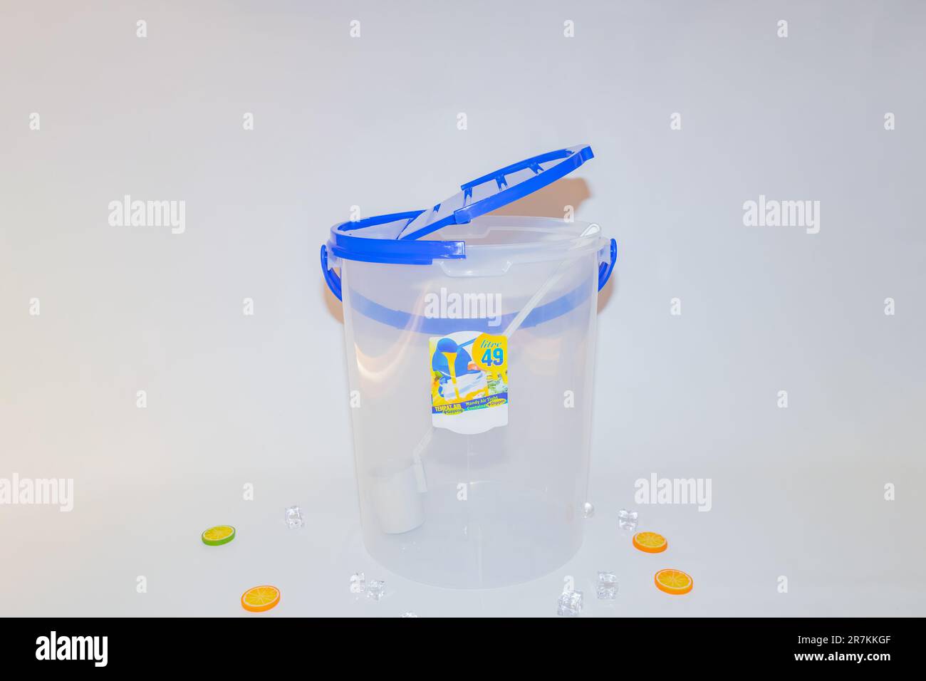 The Versatile Blue Plastic Cylinder Container with Lid is a practical ...
