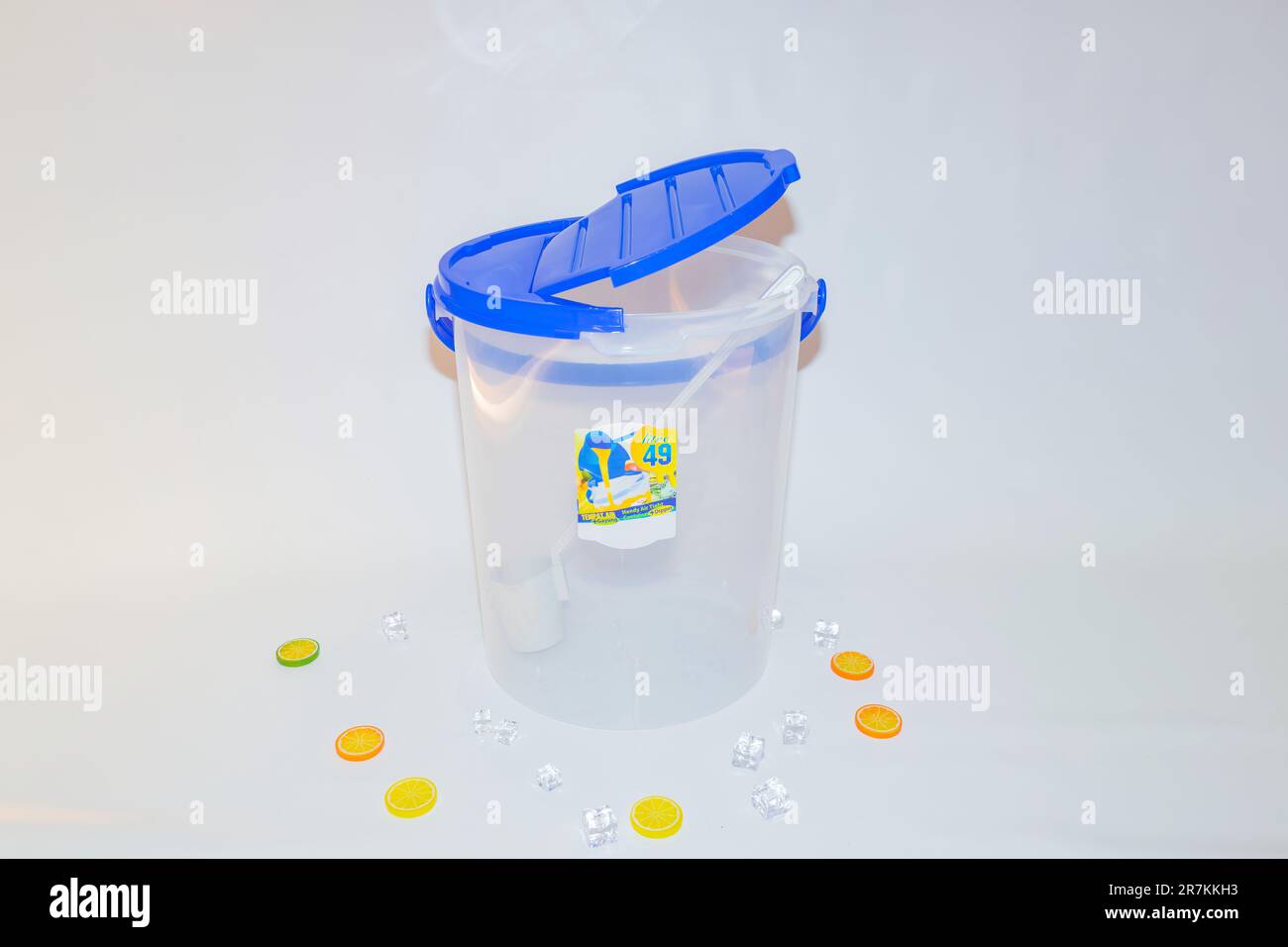 The Versatile Blue Plastic Cylinder Container with Lid is a practical ...