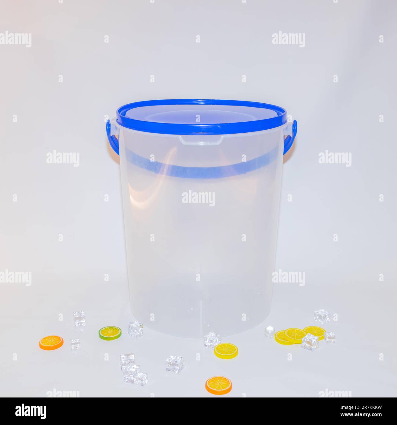 The Versatile Blue Plastic Cylinder Container with Lid is a practical ...