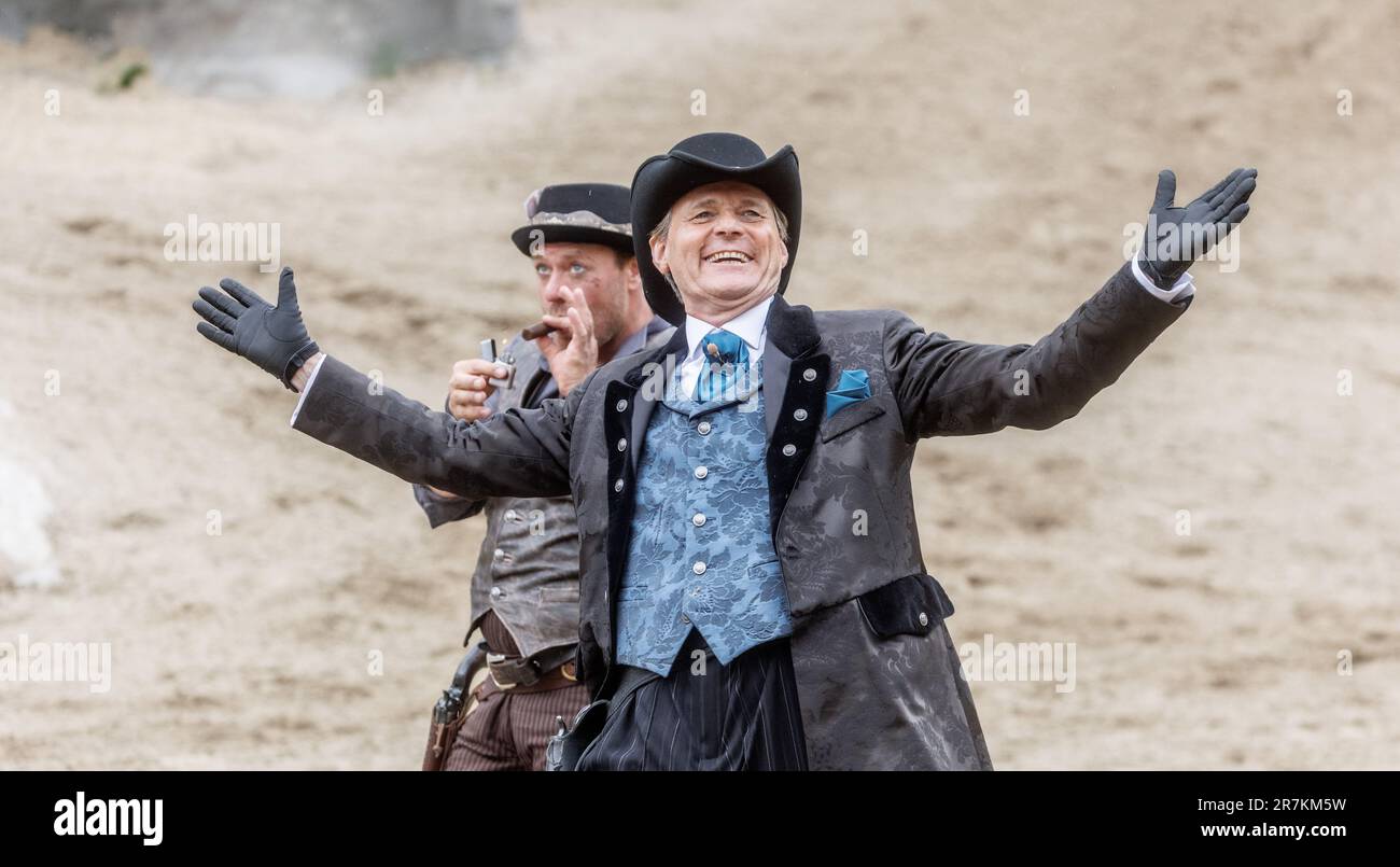 Bad Segeberg, Germany. 16th June, 2023. Actors Dustin Semmelrogge (l ...