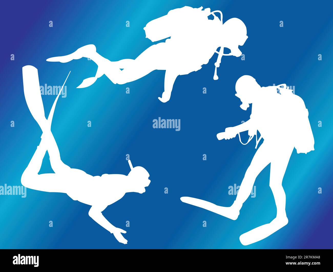 illustration of scuba divers with background - vector Stock Vector ...