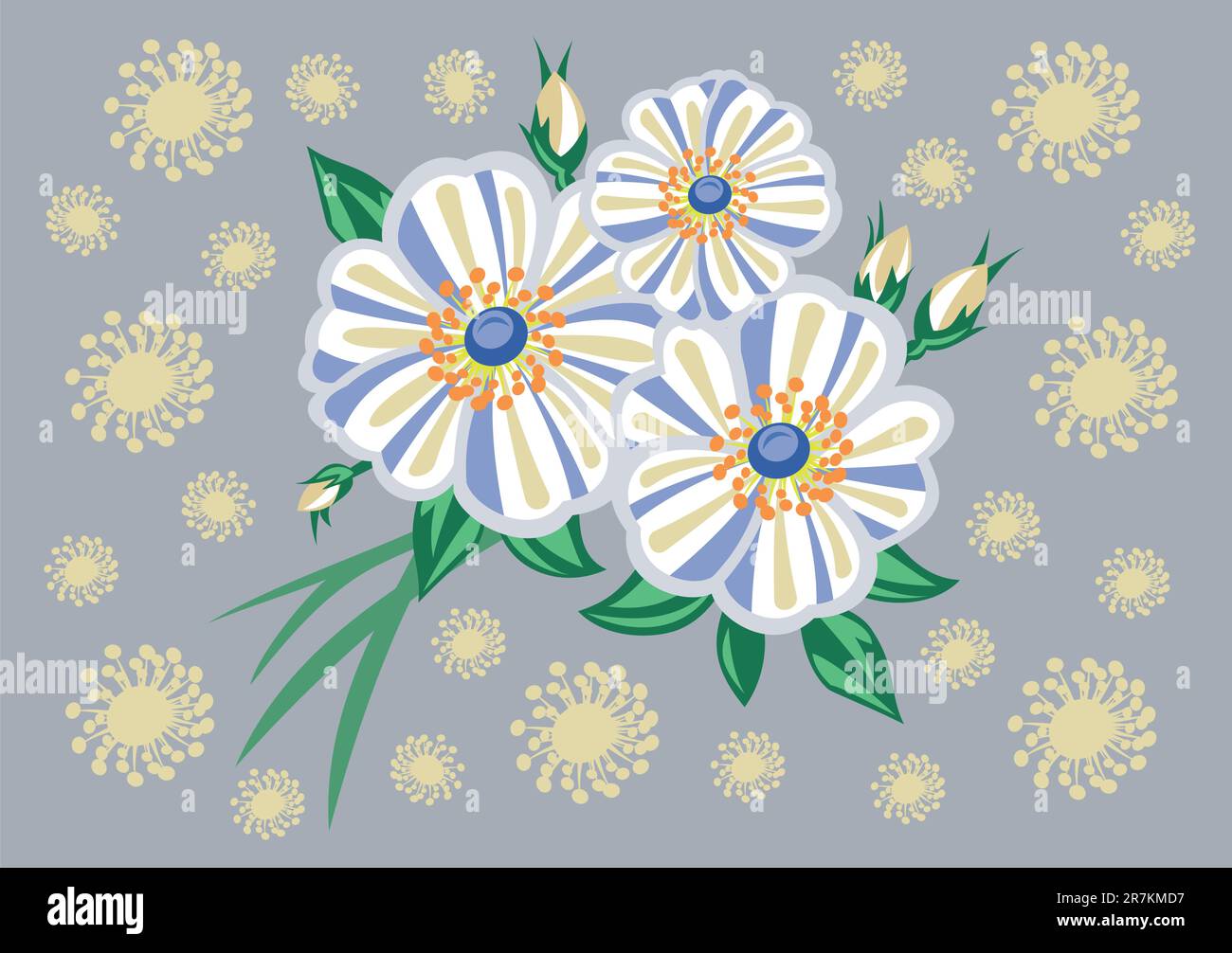 Illustration of abstract white flowers with background Stock Vector ...