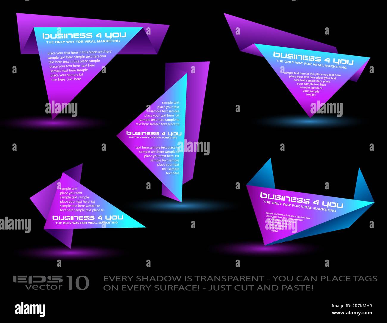 Origami triangle style speech Banner with glow effect. All lights are ...