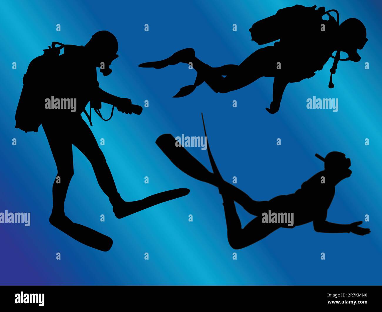 illustration of scuba divers with background - vector Stock Vector ...