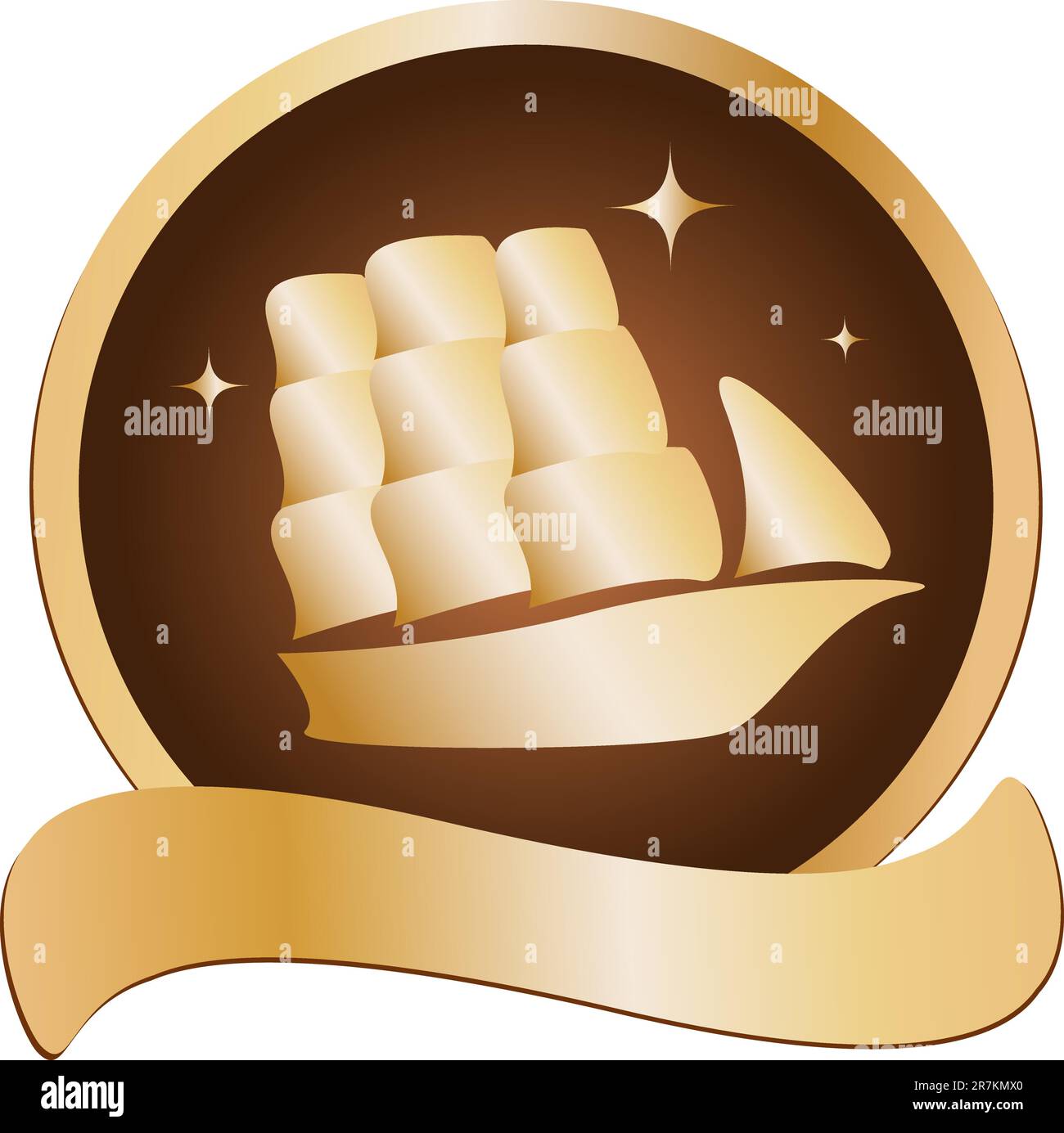 golden blazon with sailing ship Stock Vector Image & Art - Alamy