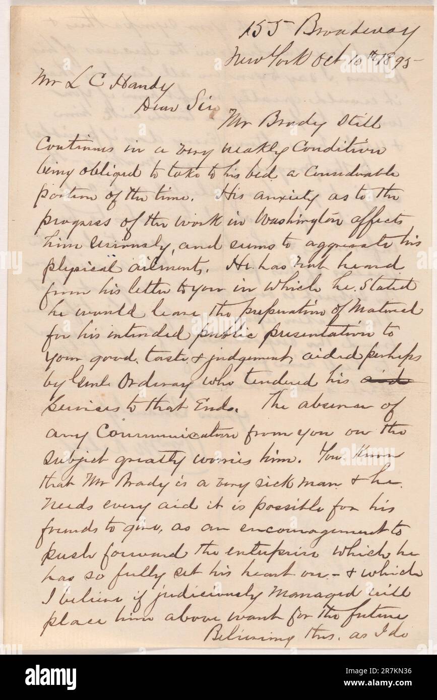 Letter to L.C. Handy from William M. Riley October 10, 1895 Stock Photo ...